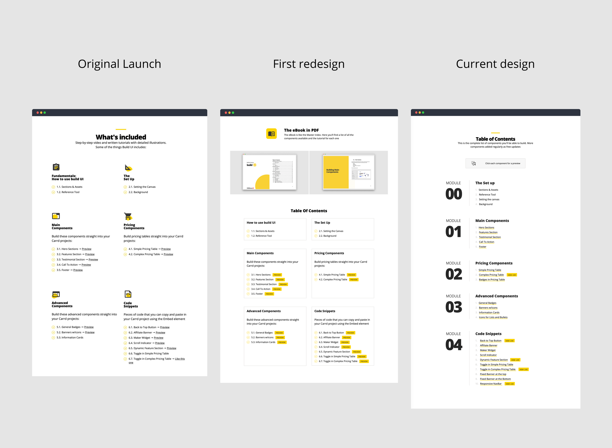 Redesigning the Build UI landing page
